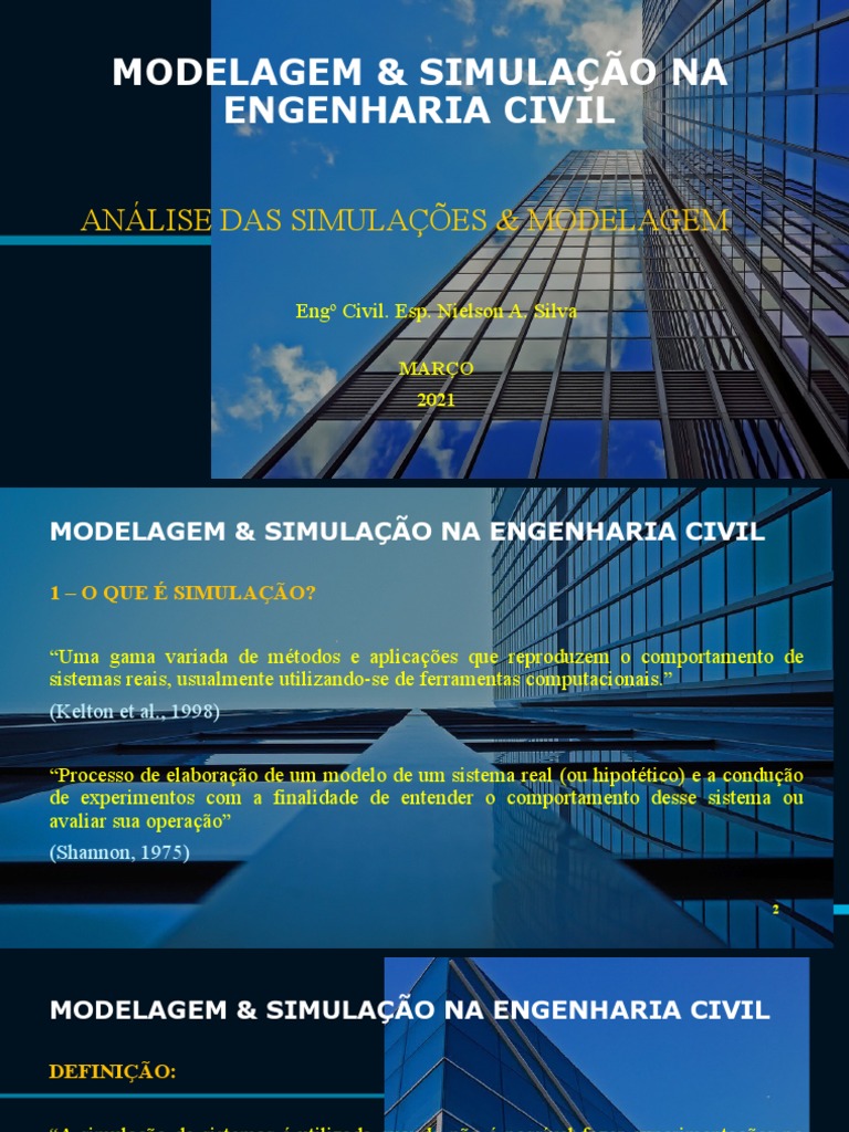 Aula 1 Modelagem Simulação Na Engenharia Civil Pdf Simulação De