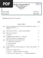 Class Vi Admission Test Question Paper 2024-2025 | PDF | Grammatical ...