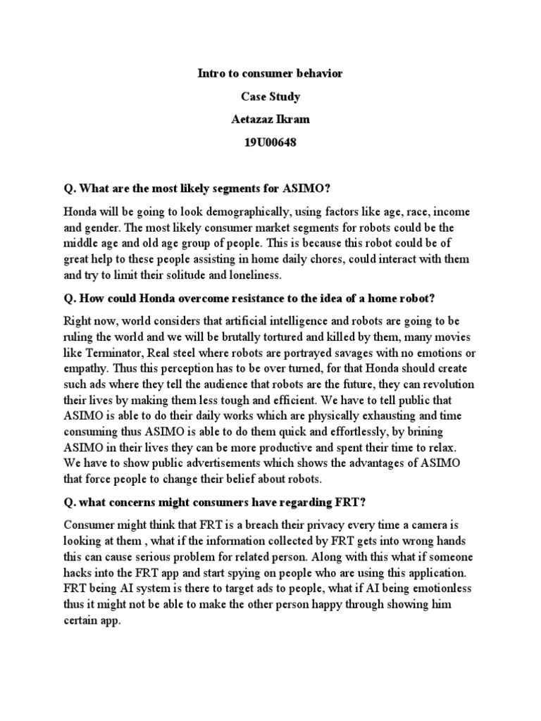 Intro To Consumer Behavior Case Study Aetazaz Ikram 19U00648 | PDF