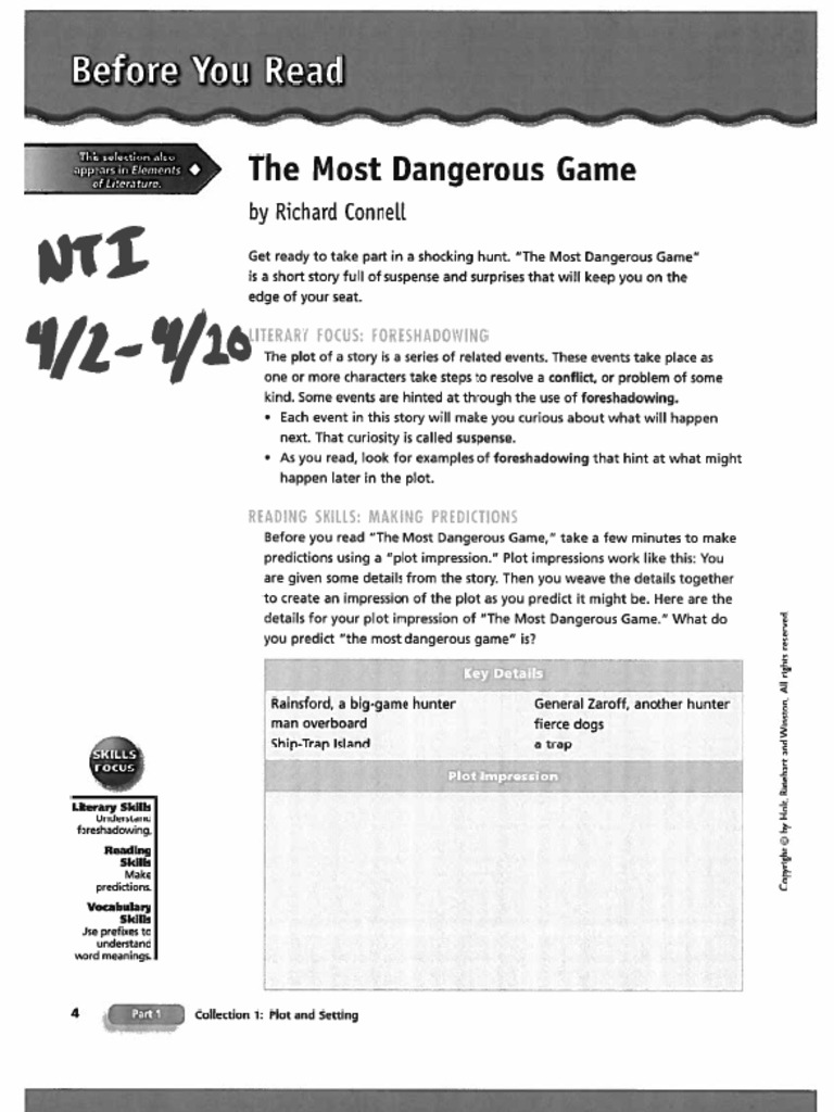 The Most Dangerous Game Full Packet PDF | PDF