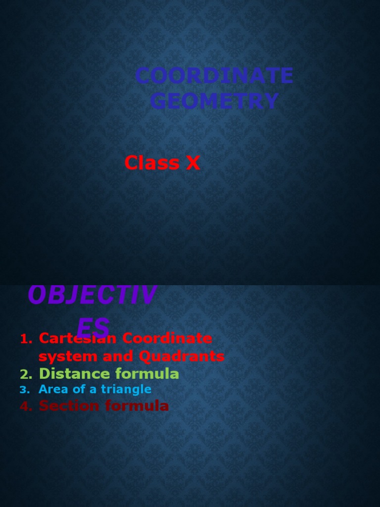 Coordinate Geometry Class X Pdf Cartesian Coordinate System Analytic Geometry