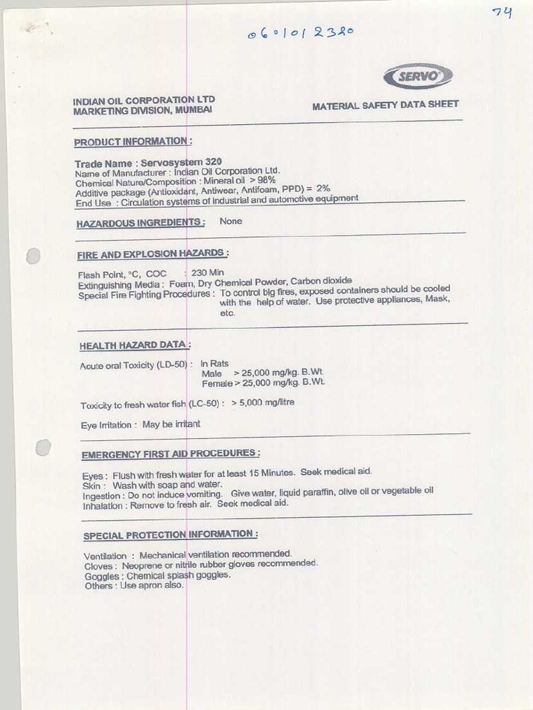 SS-320 Oil MSDS | PDF
