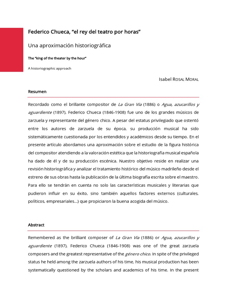 Federico Chueca. El Rey Del Teatro Por Horas | PDF | Madrid | Teatro