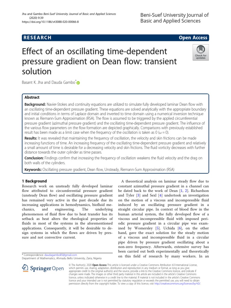 Effect of An Oscillating Time-Dependent Pressure Gradient On Dean Flow ...
