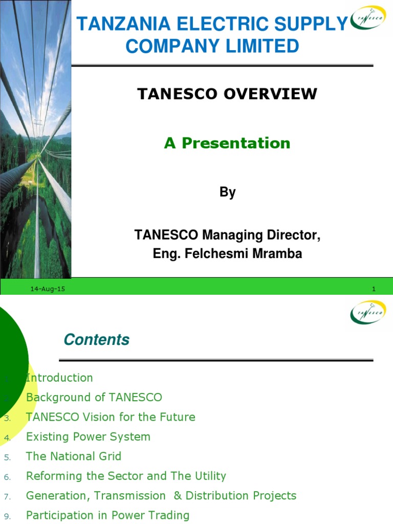 Tanesco Overview | PDF | Solar Power | Electric Power Transmission