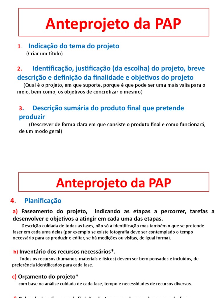 Anteprojeto Da PAP | PDF