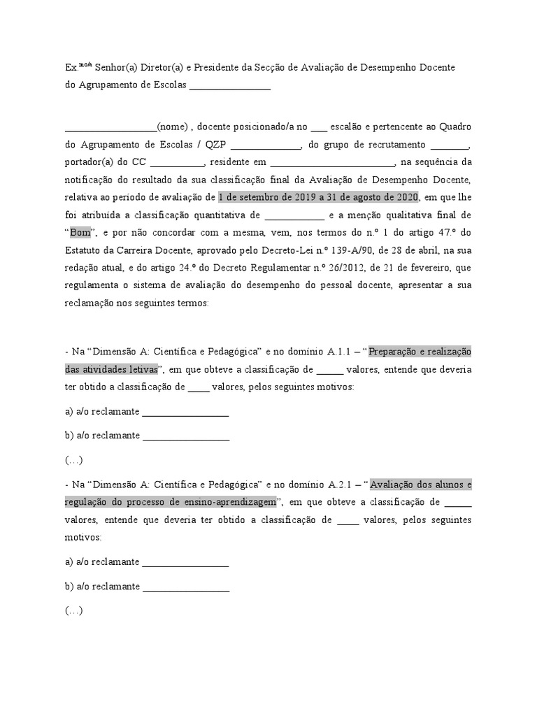 ADD - Minuta de Reclamação | PDF