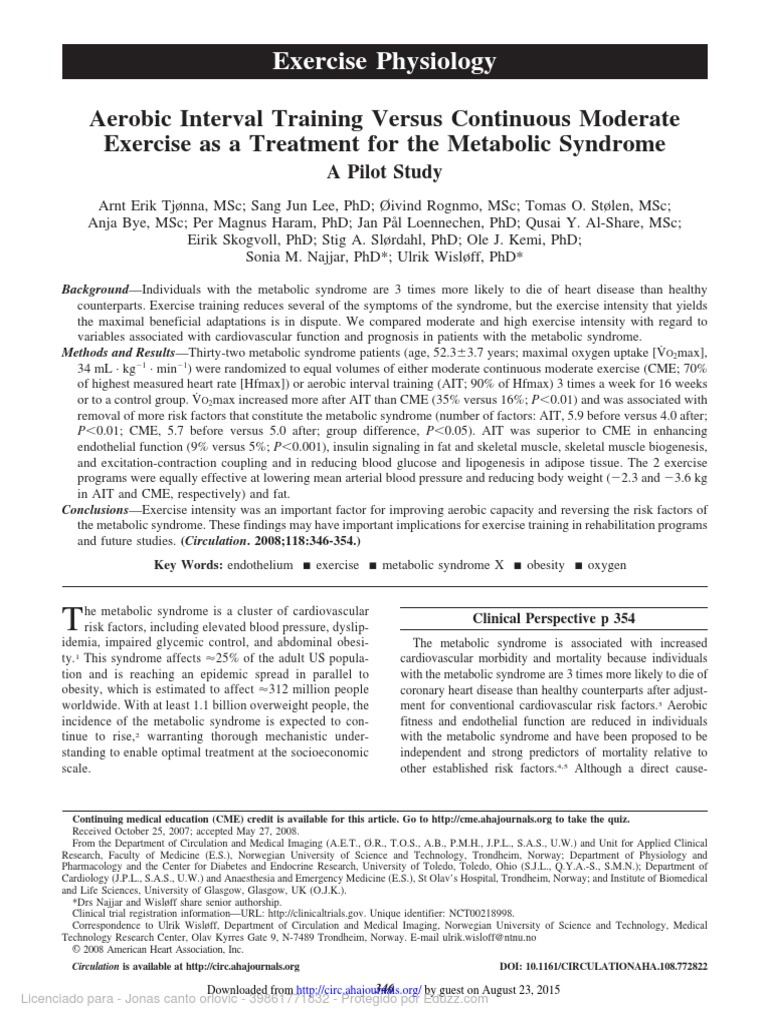 Aerobic Interval Training Versus Continuous Moderate Exercise As A ...
