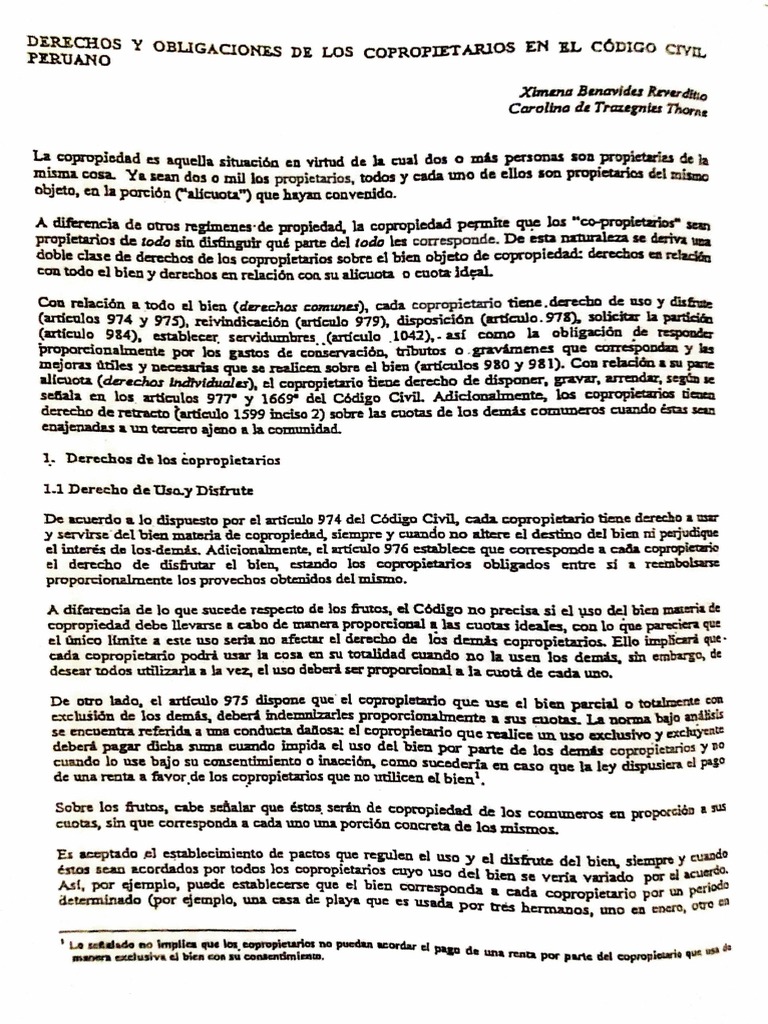 Derechos y Obligaciones de Copropietarios | PDF | Ley de recursos ...