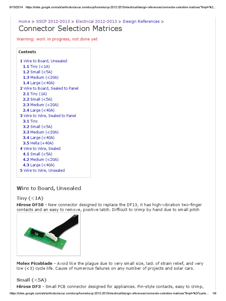 Connector Selection Matrices: Warning: Work in Progress, Not Done Yet ...