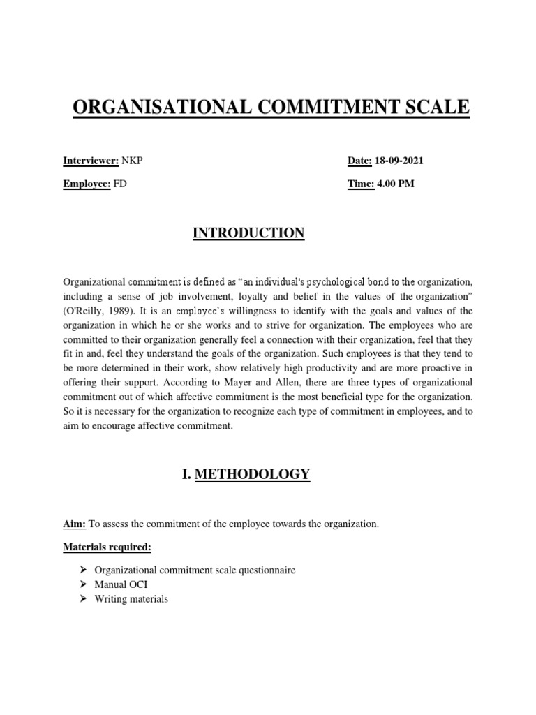 Employee Commitment Analysis | PDF | Goal | Questionnaire
