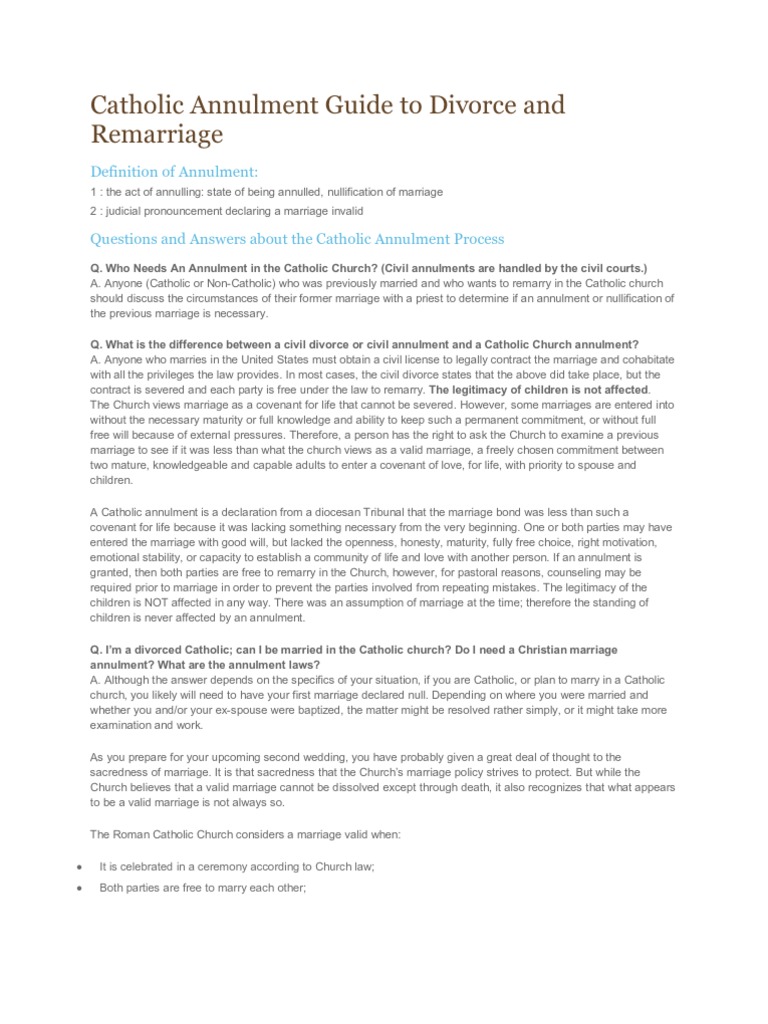 Catholic Annulment Process Overview | PDF | Marriage | Annulment