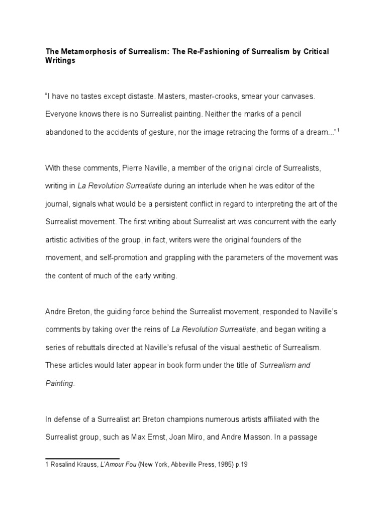 The Metamorphosis of Surrealism: The Re-Fashioning of Surrealism by ...