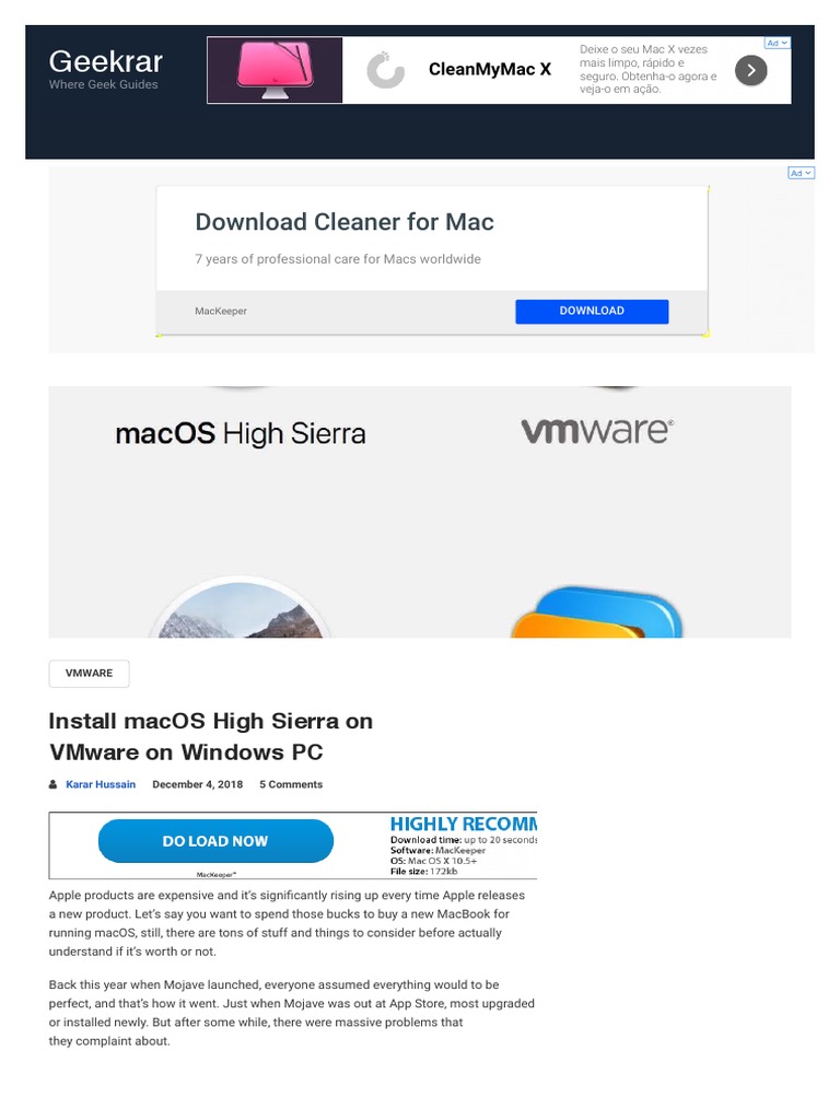 Install macOS High Sierra On VMware On Windows PC - Geekrar | PDF | Mac ...