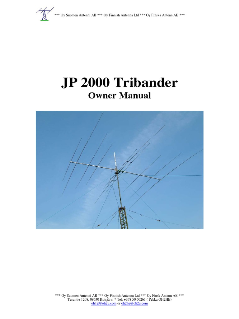 JP 2000 Tribander: Owner Manual | PDF | Antenna (Radio) | Decibel