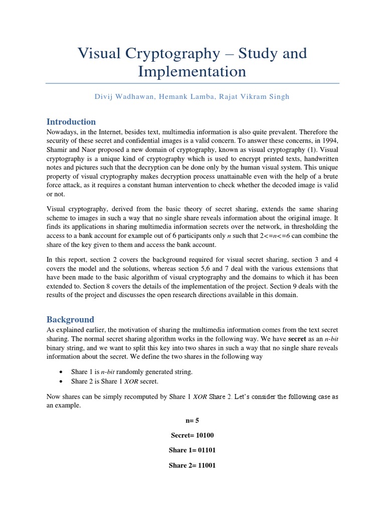 Visual Cryptography Implementation: An In-Depth Study of Visual Cryptography Techniques, Models ...
