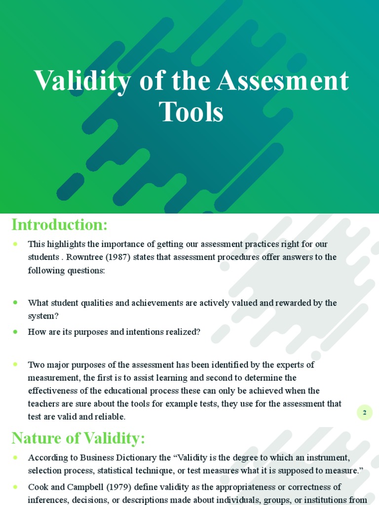 Validity of Assessment Tools | PDF | Validity (Statistics ...