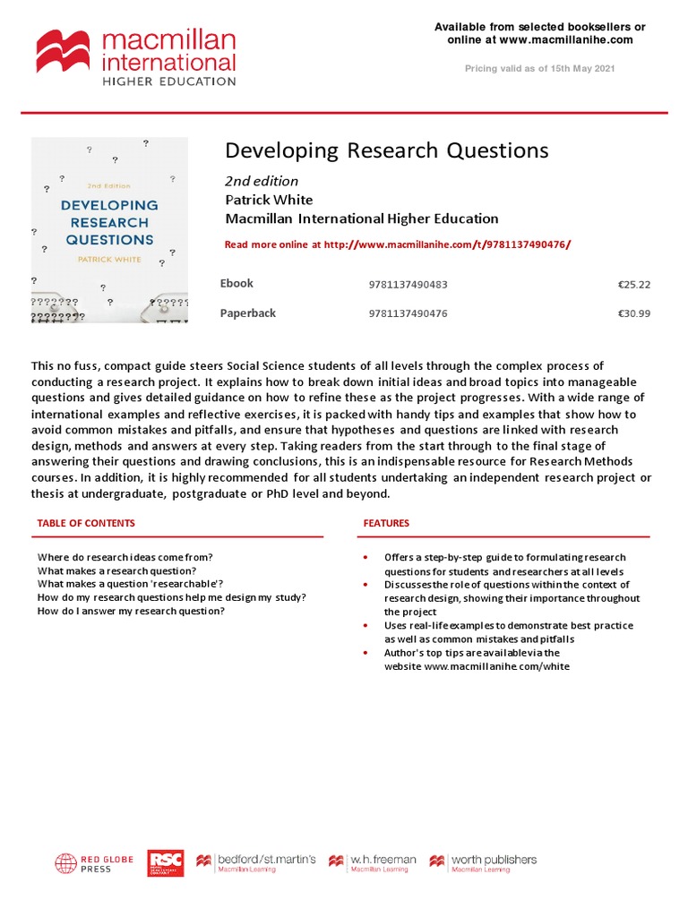 Guide to Developing Research Questions | PDF | Academia | Communication