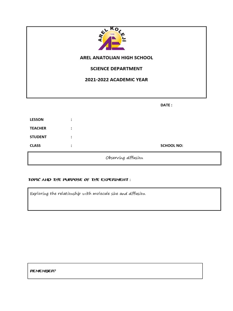 Observing Diffusion Lab Report | PDF | Scientific Method | Hypothesis