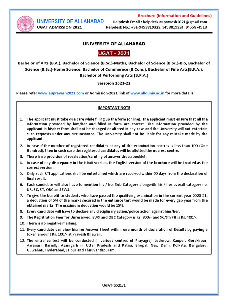 UGAT Brochure2021 | PDF | University And College Admission | Disability