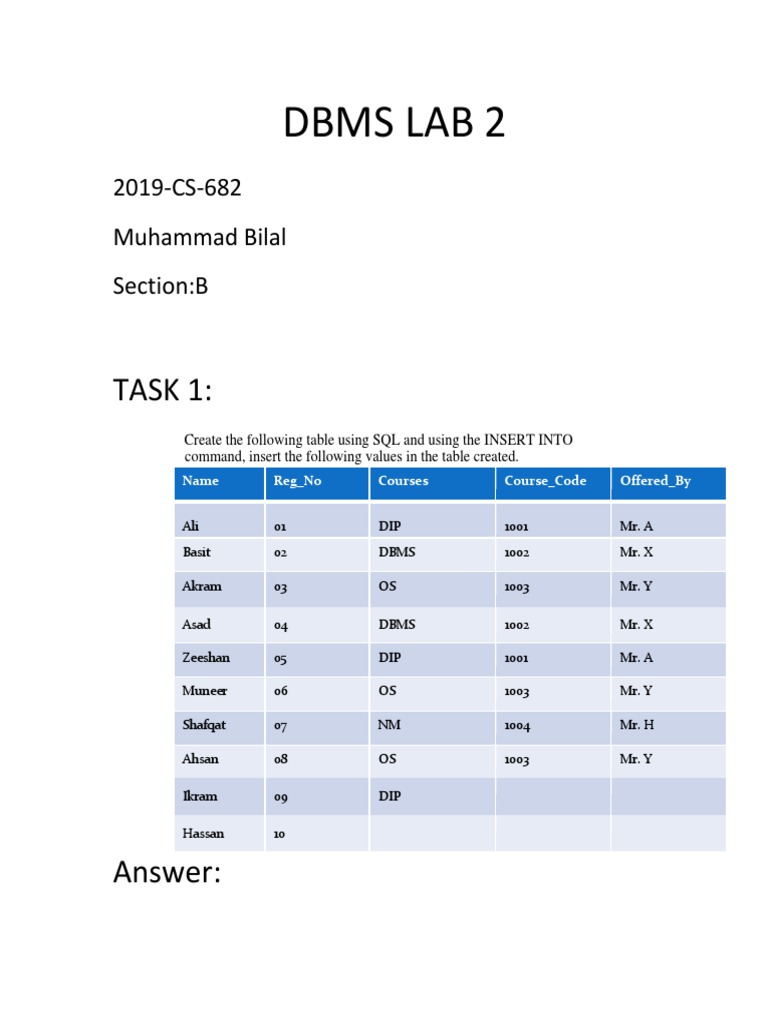 DBMS Lab | PDF | Databases | Information Technology Management