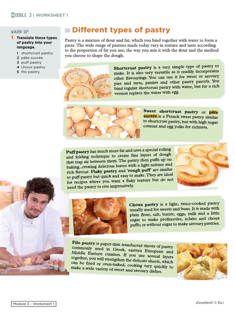 Different Types of Pastry: Warm Up | PDF | Cuisine | Foods