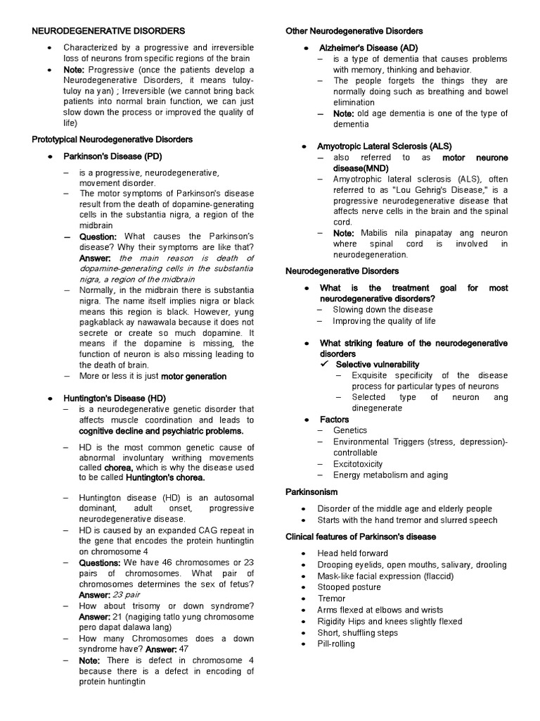 Overview of Neurodegenerative Disorders | PDF | Neurodegeneration ...