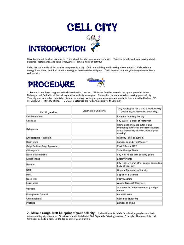 Cell City Project | PDF | Cell (Biology) | Cell Nucleus