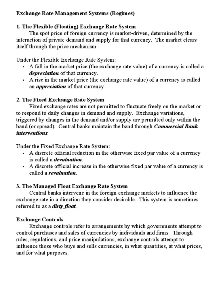 Exchange Rate Management Systems | PDF | Fixed Exchange Rate System ...