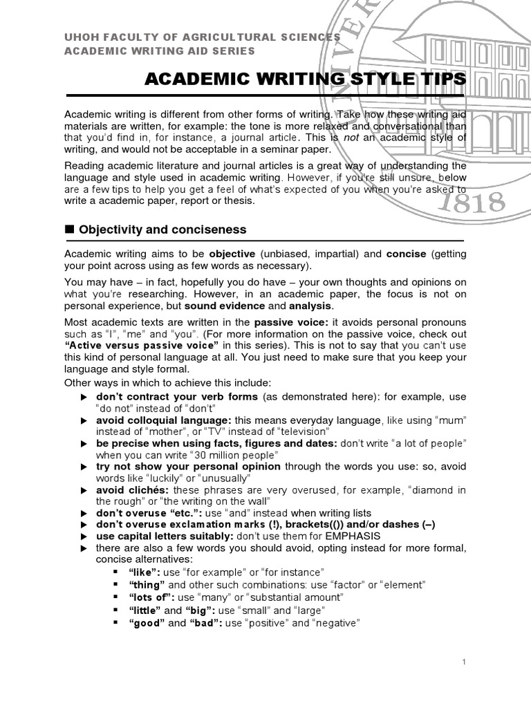 Academic Writing Style Tips | PDF | Academic Publishing | Bias