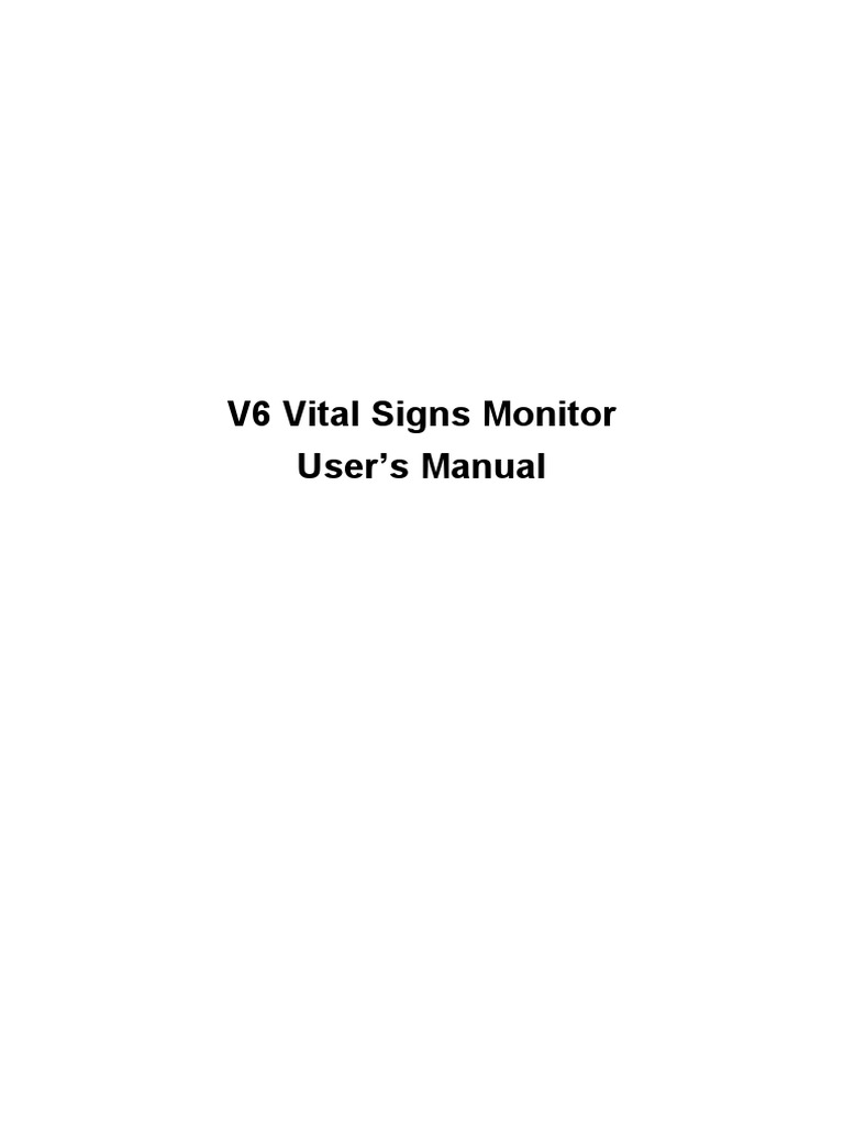 Manual of V6 Vital Sign Monitor | PDF | Electrical Connector | Computer ...