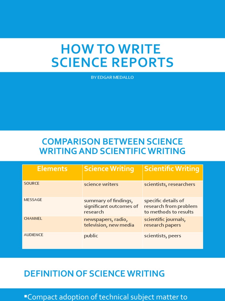 How To Write Science Reports: by Edgar Medallo | PDF | Science | Heart