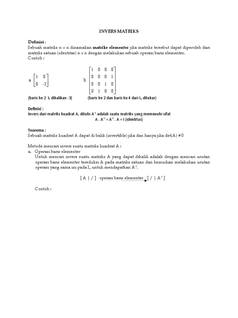 Pertemuan 4 - INVERS MATRIKS | PDF | Metode & Bahan Ajar