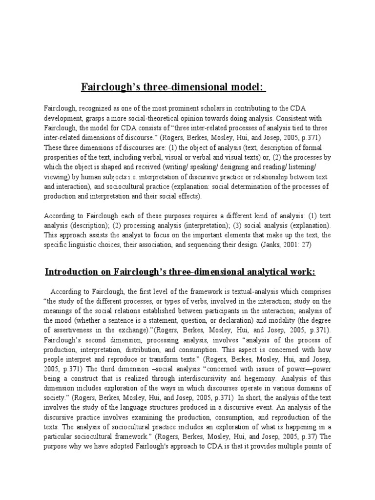 Introduction On Fairclough's Three-Dimensional Analytical Work | PDF ...