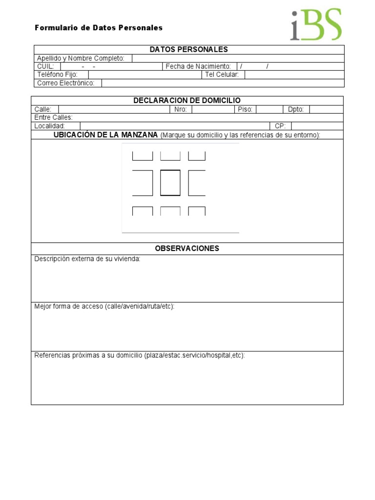 Formulario de Datos Personales | PDF