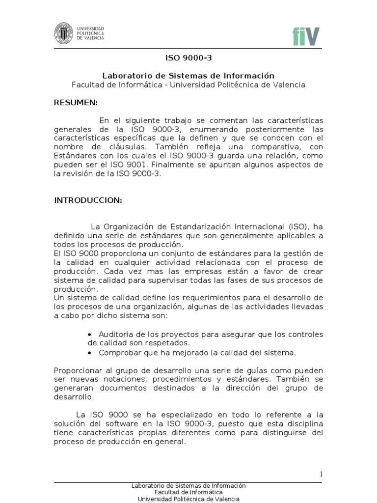 Iso 9000-3 | PDF | Organización internacional para la estandarización ...