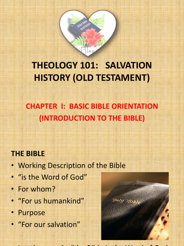 Theology 101: Salvation History (Old Testament) : Chapter I: Basic ...