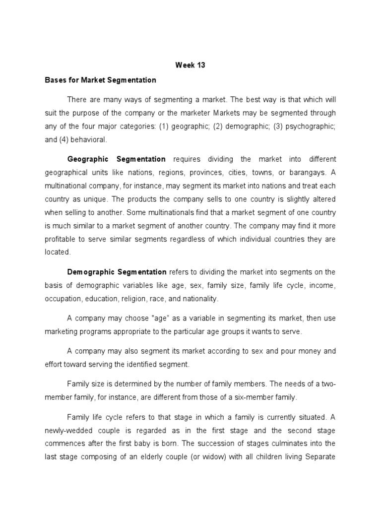 Four Bases of Market Segmentation | PDF | Market Segmentation | Marketing