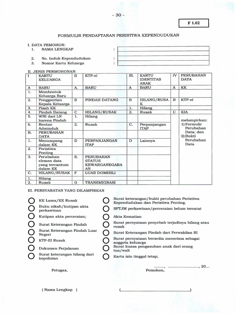 Formulir F102 Kk Pdf