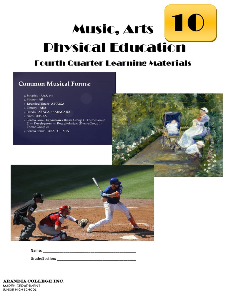 Music, Arts Physical Education: Fourth Quarter Learning Materials | PDF ...