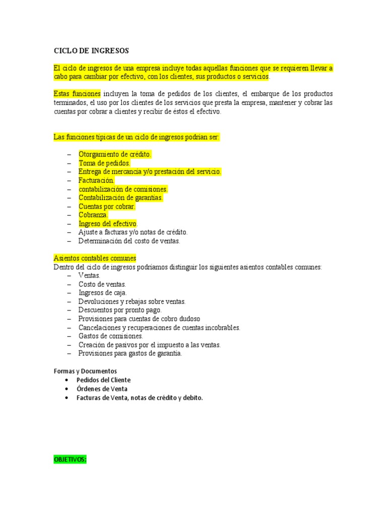 Ciclo de Ingresos | PDF | Contabilidad | Evaluación
