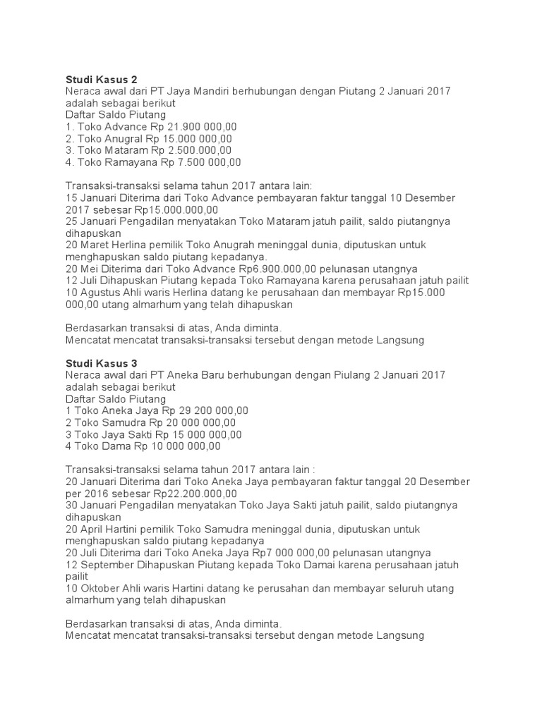 Contoh Soal Kartu Piutang 2020 | PDF