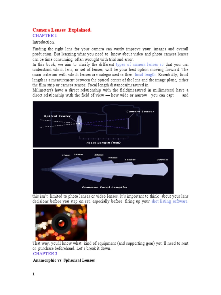 Understanding Camera Lenses: Types & Choices | PDF | Zoom Lens | Camera ...