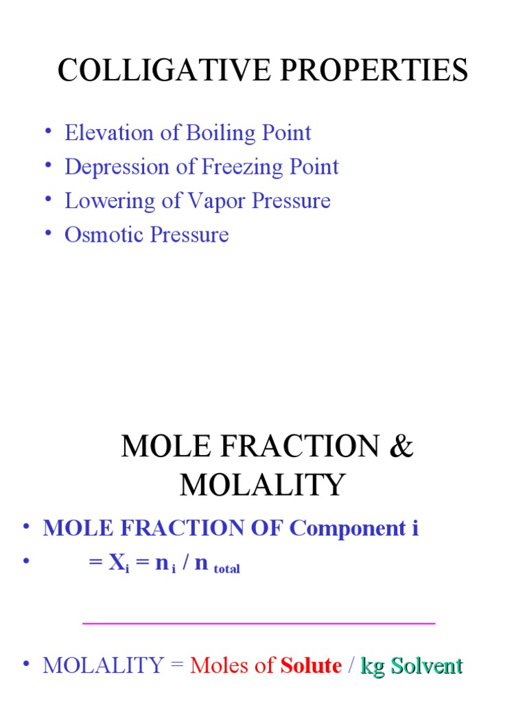 Colligative Properties | PDF | Science & Mathematics