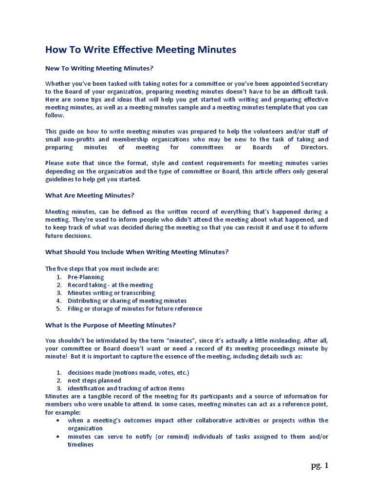 Meeting 4 Writing-Transcribing Minutes | PDF | Agenda (Meeting) | Committee