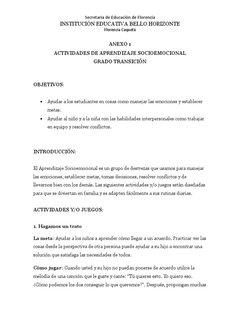 Actividades de Aprendizaje Socioemocional | PDF | Aprendizaje