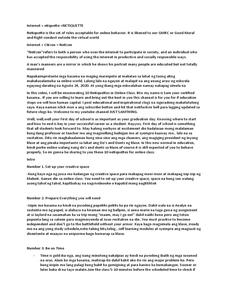 Netiquette | PDF | Etiquette | Communication