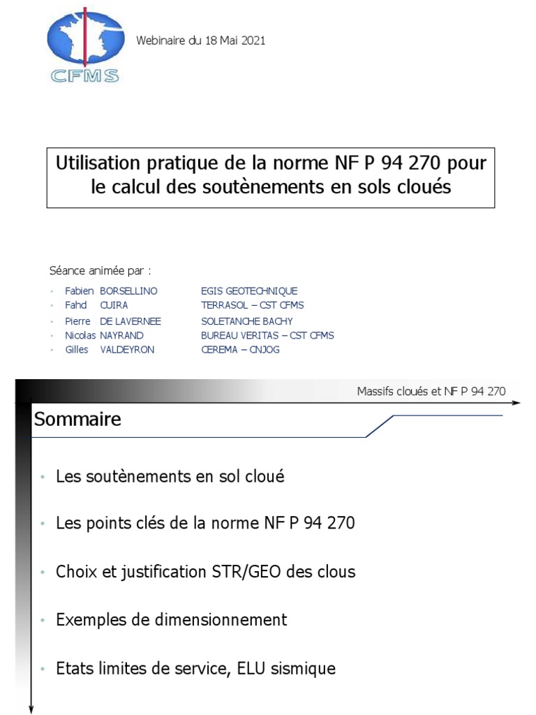 Cfms - Webinaire NF P 94 270 - Version 3 Du 18 05 2021 | PDF | Tremblements de terre | Béton armé