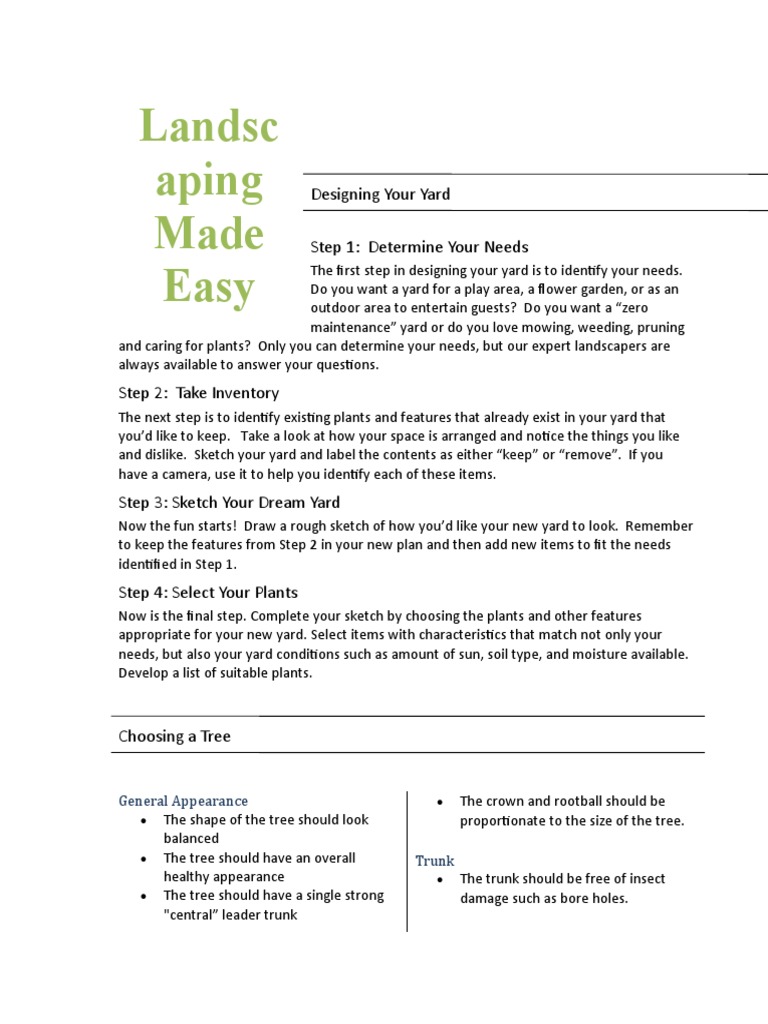 Landsc Aping Made Easy: Designing Your Yard Step 1: Determine Your ...