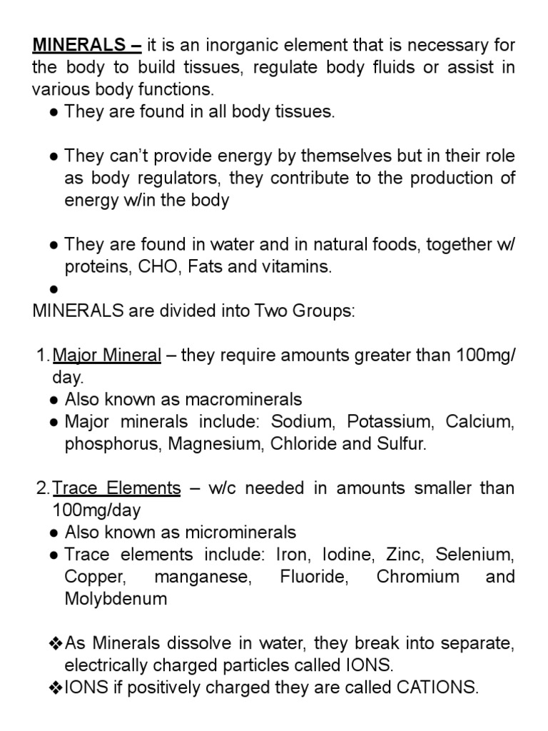 Functions of Major and Trace Minerals | PDF | Calcium | Sodium